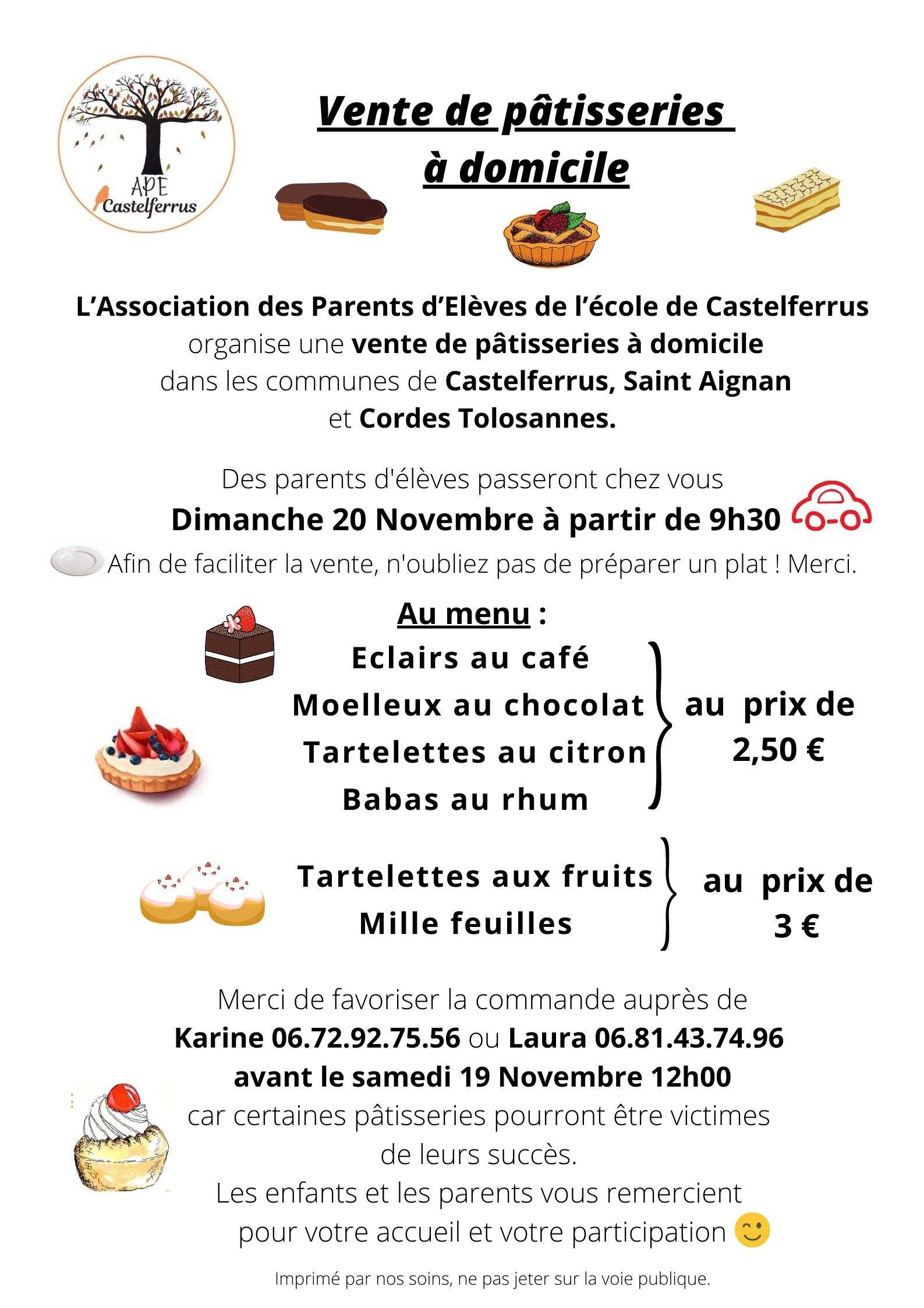 Vente de pâtisseries - Commune de Saint-Aignan en Occitanie